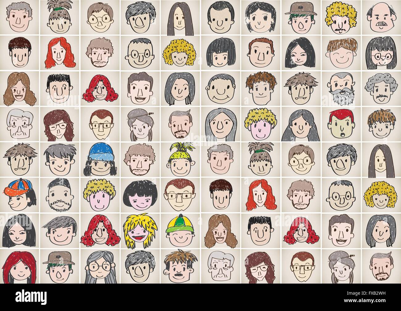 Set of various cartoon faces illustration Stock Vector Image & Art - Alamy