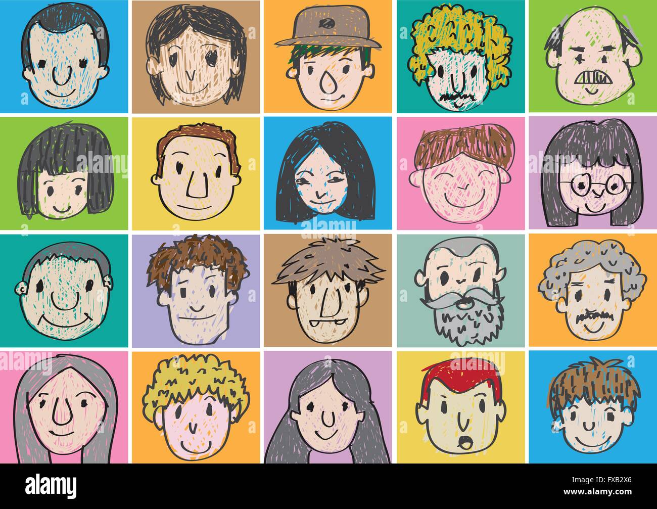 Set of various cartoon faces illustration Stock Vector Image & Art - Alamy