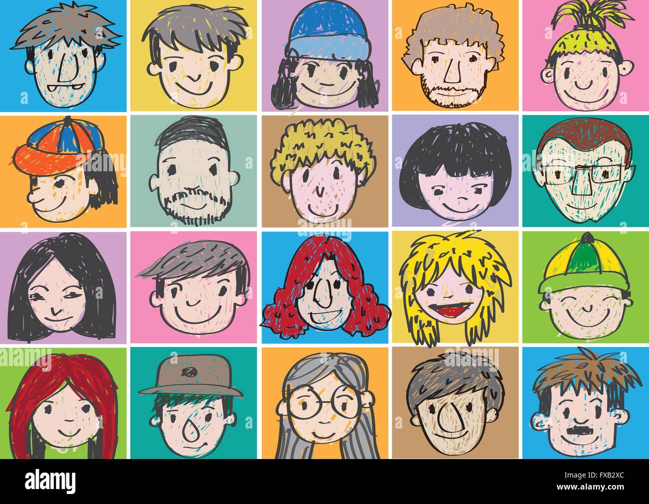 Set of various cartoon faces illustration Stock Vector Image & Art - Alamy