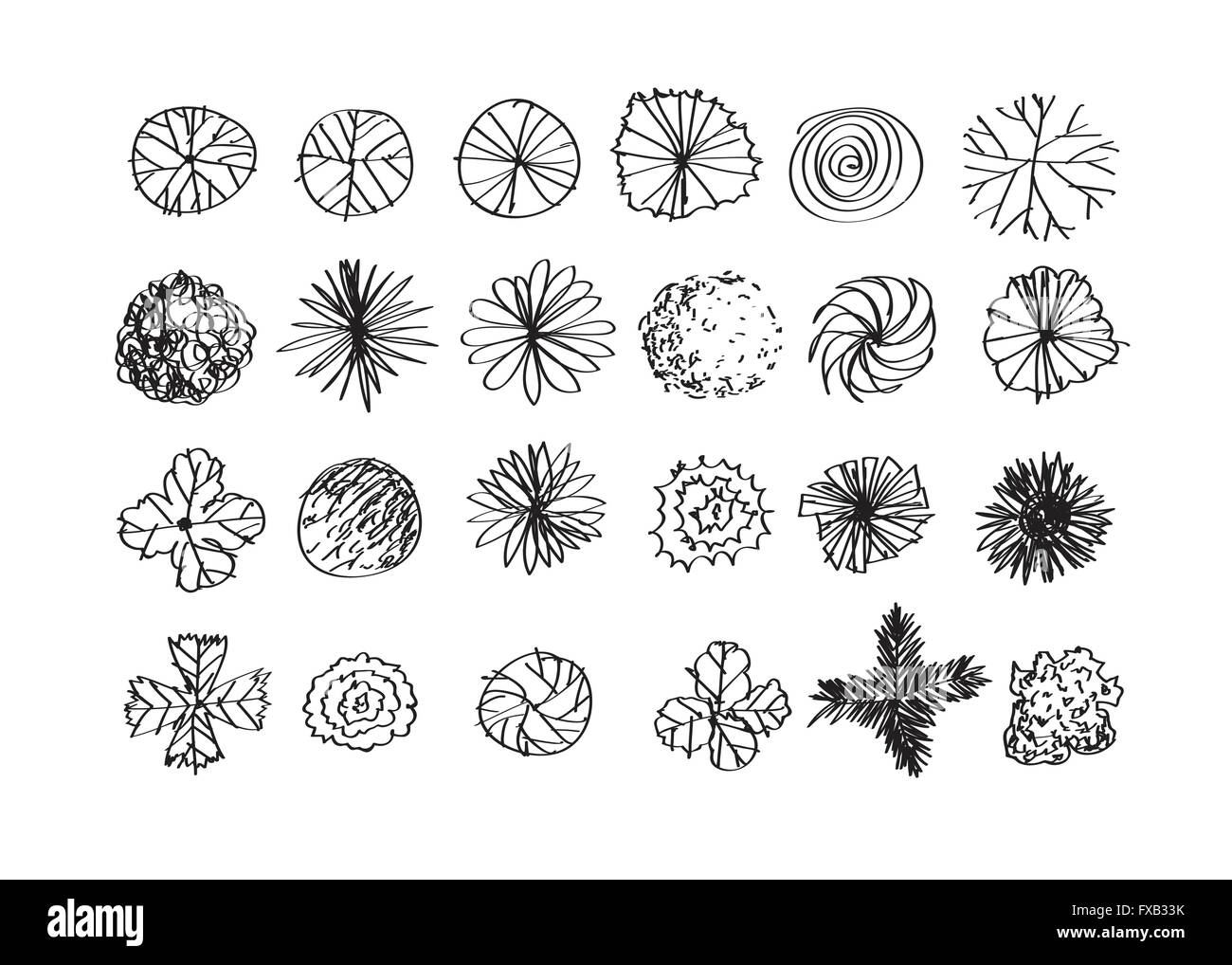 Trees top view for architecture landscape design projects Stock Vector ...