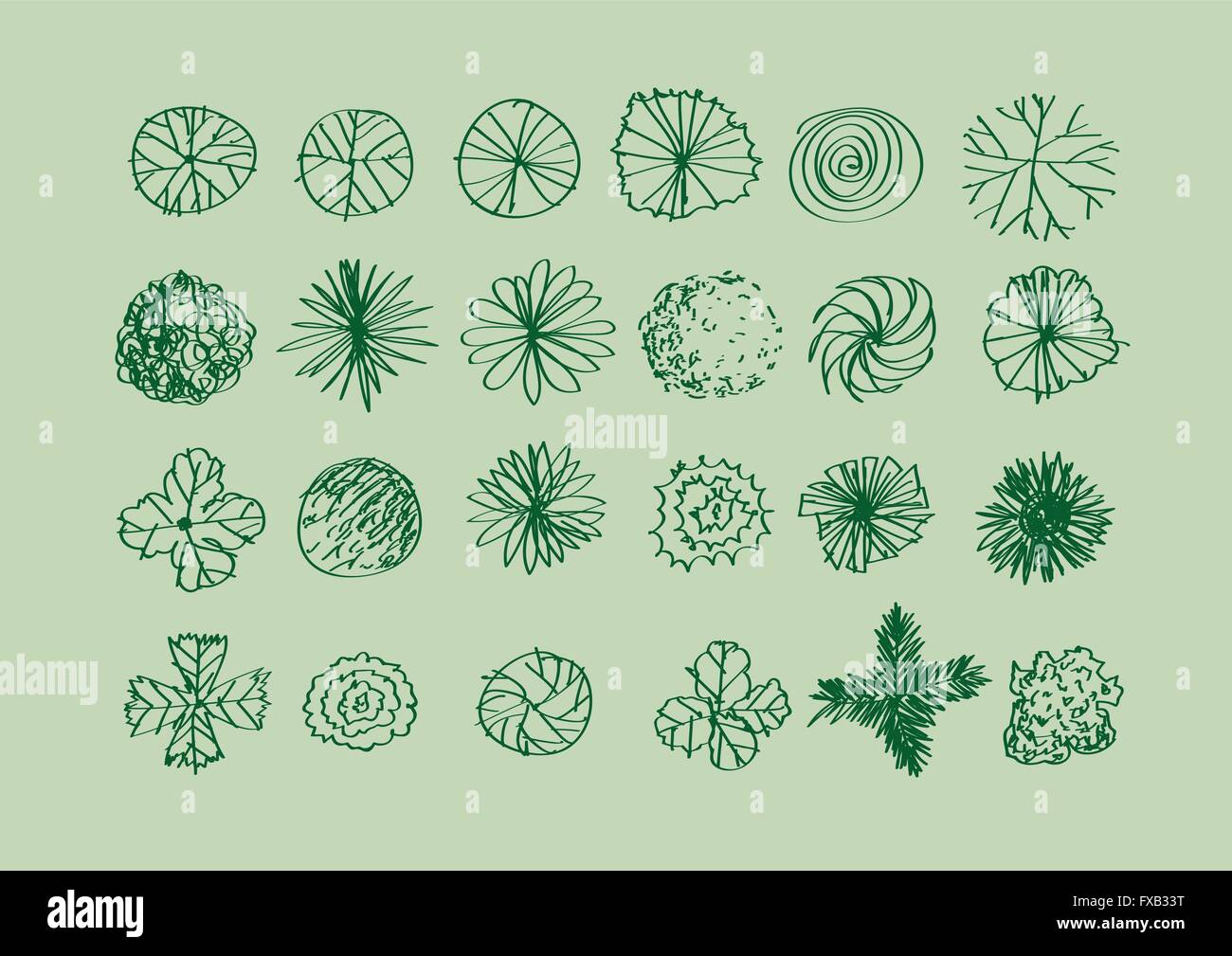 Trees top view for architecture landscape design projects Stock Vector ...