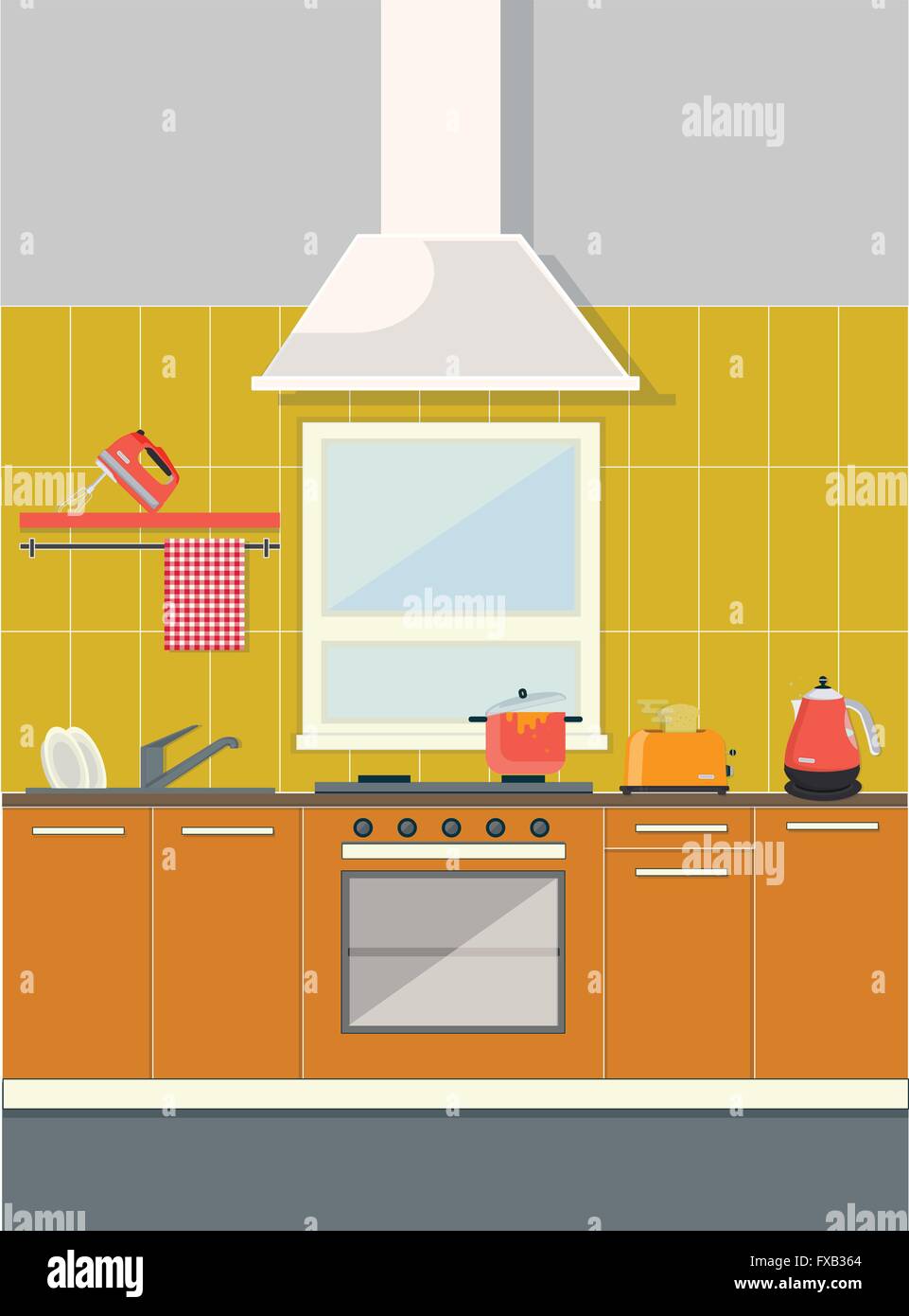 Kitchen flat illustration hi-res stock photography and images - Alamy