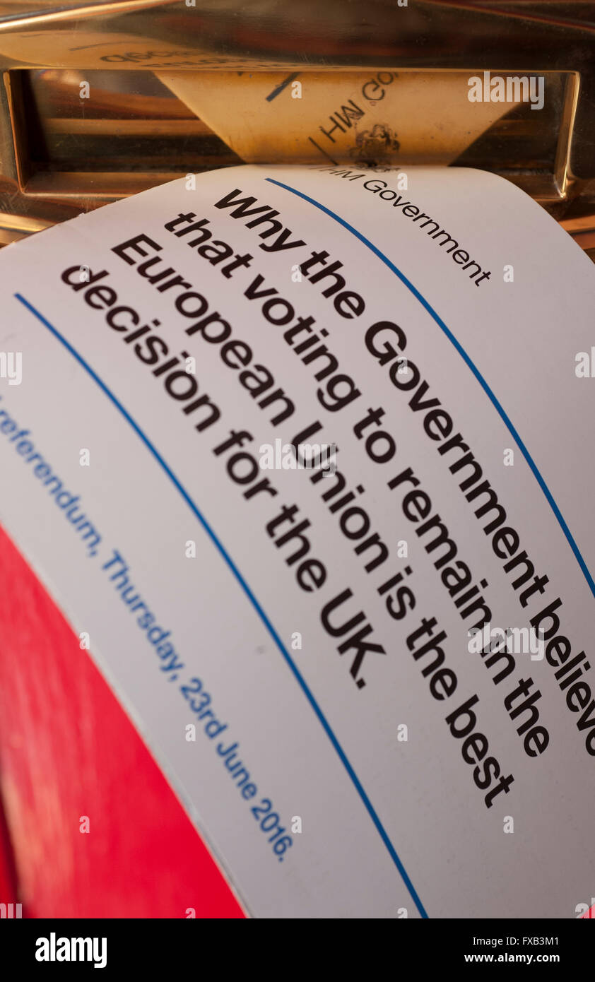 Pro European Referendum leaflet produced by HM Government for decision ...