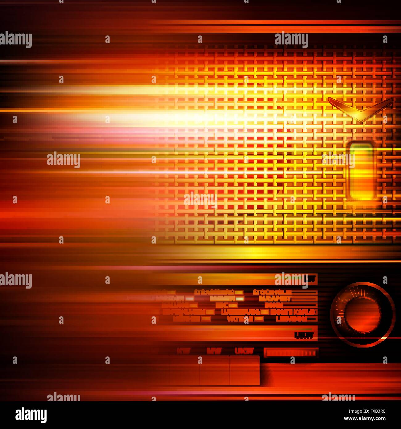 abstract red blur music background with retro radio Stock Vector Image ...