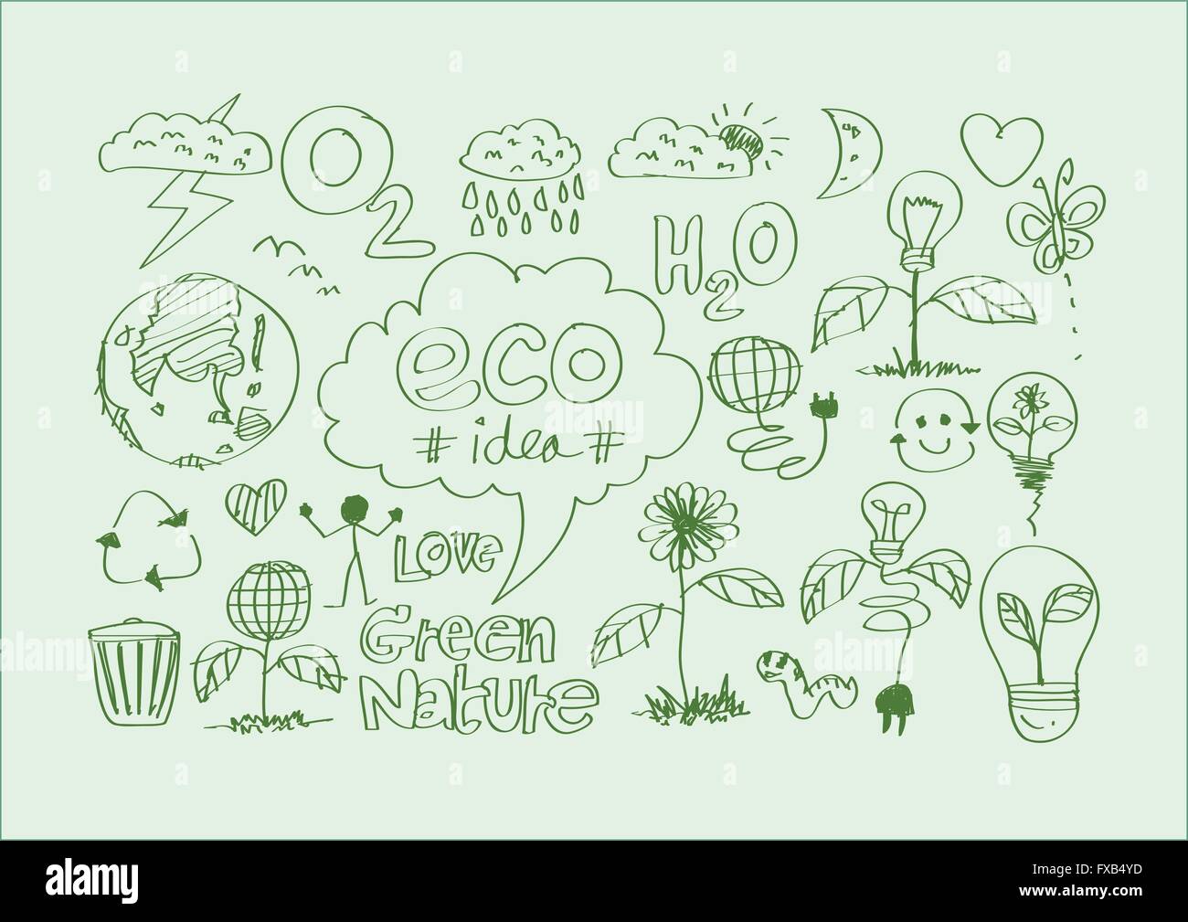 Eco Idea Sketch and Eco friendly Doodles Stock Vector Image & Art - Alamy