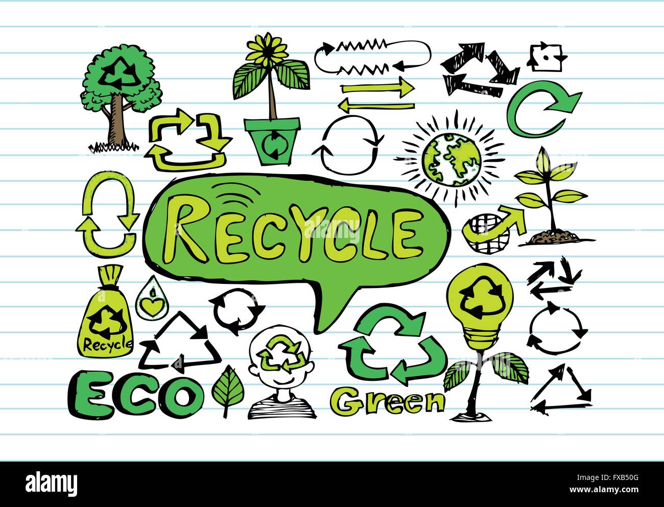 Eco Idea Sketch and Eco friendly Doodles Stock Vector Image & Art - Alamy