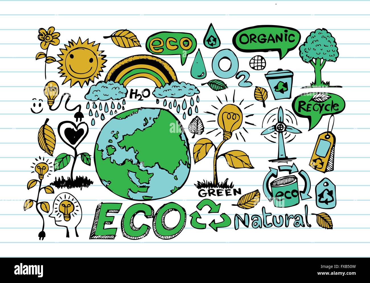 Eco Idea Sketch and Eco friendly Doodles Stock Vector Image & Art - Alamy