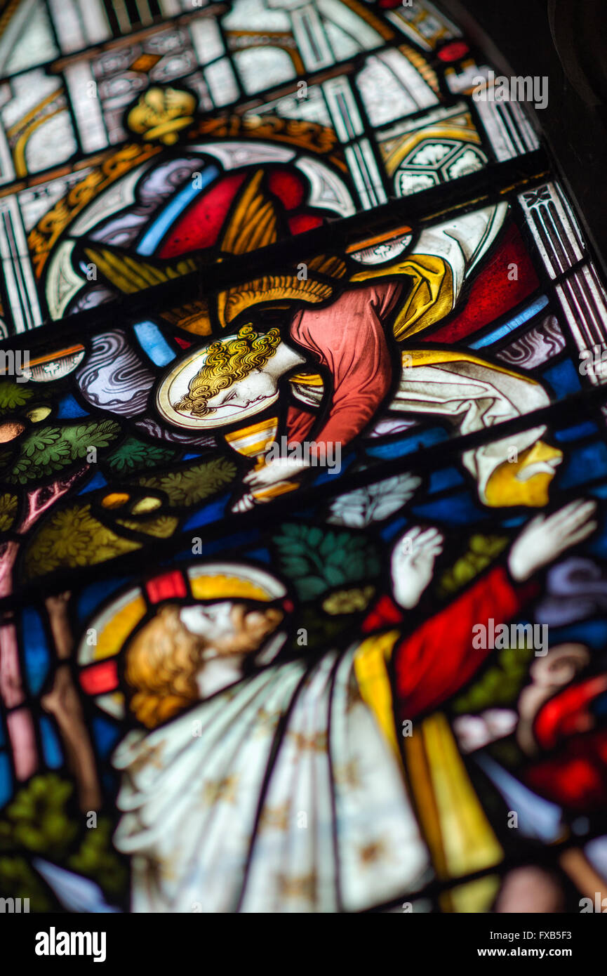 Angel in a stained glass window. UK Stock Photo - Alamy