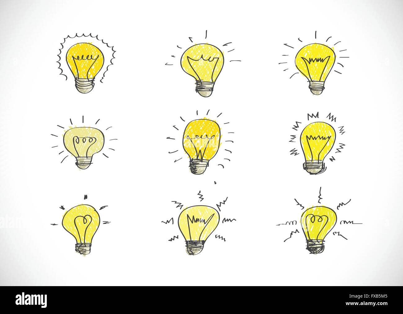 symbol of ideas Hand drawn light bulbs Stock Vector Image & Art - Alamy