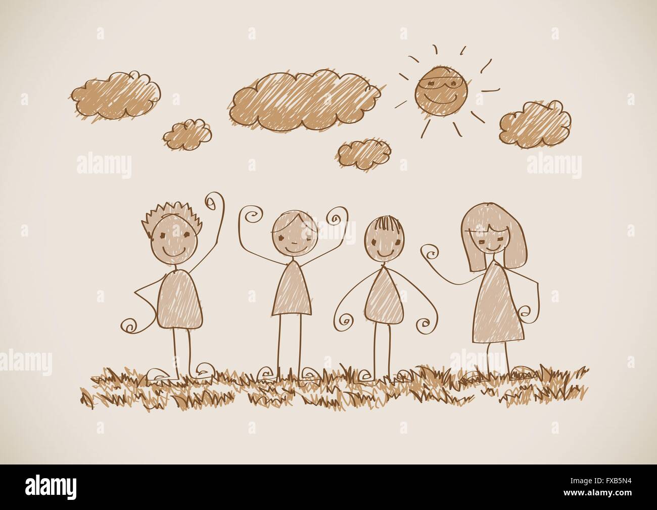 kids drawing happy family picture Stock Vector Image & Art - Alamy