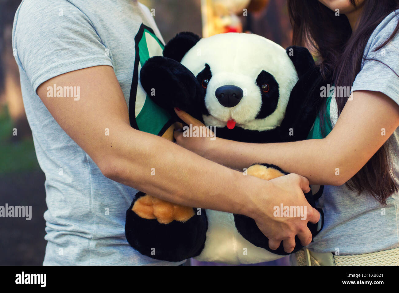 plush panda in hands at a loving couple Stock Photo - Alamy