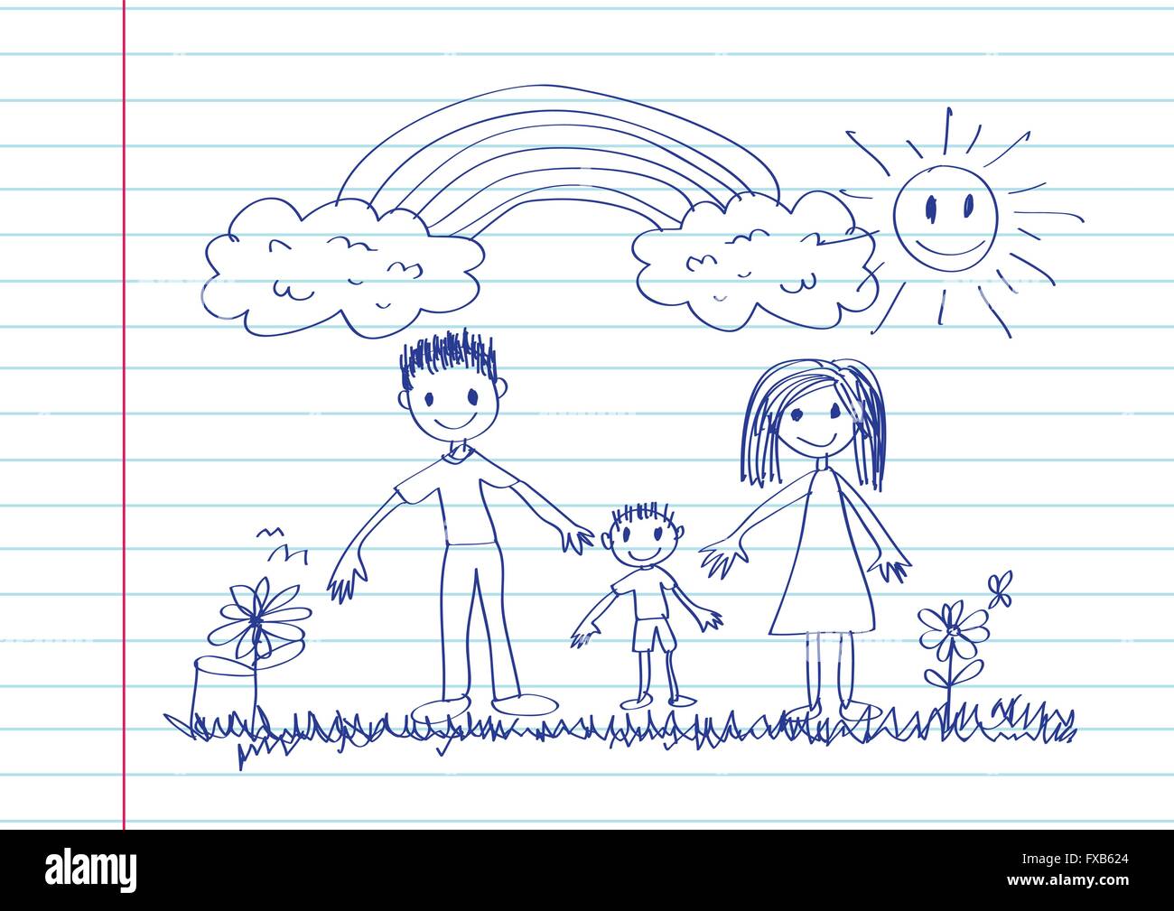 kids drawing happy family picture Stock Vector Image & Art - Alamy