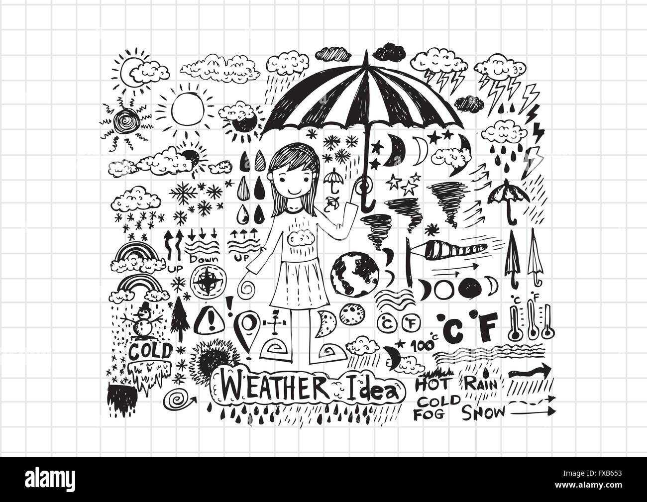 weather symbols widget and icons drawing idea Stock Vector Image & Art ...