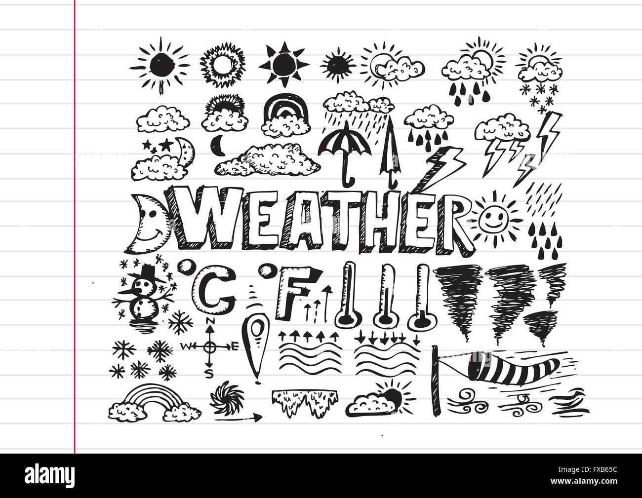 weather symbols widget and icons drawing idea Stock Vector Image & Art ...
