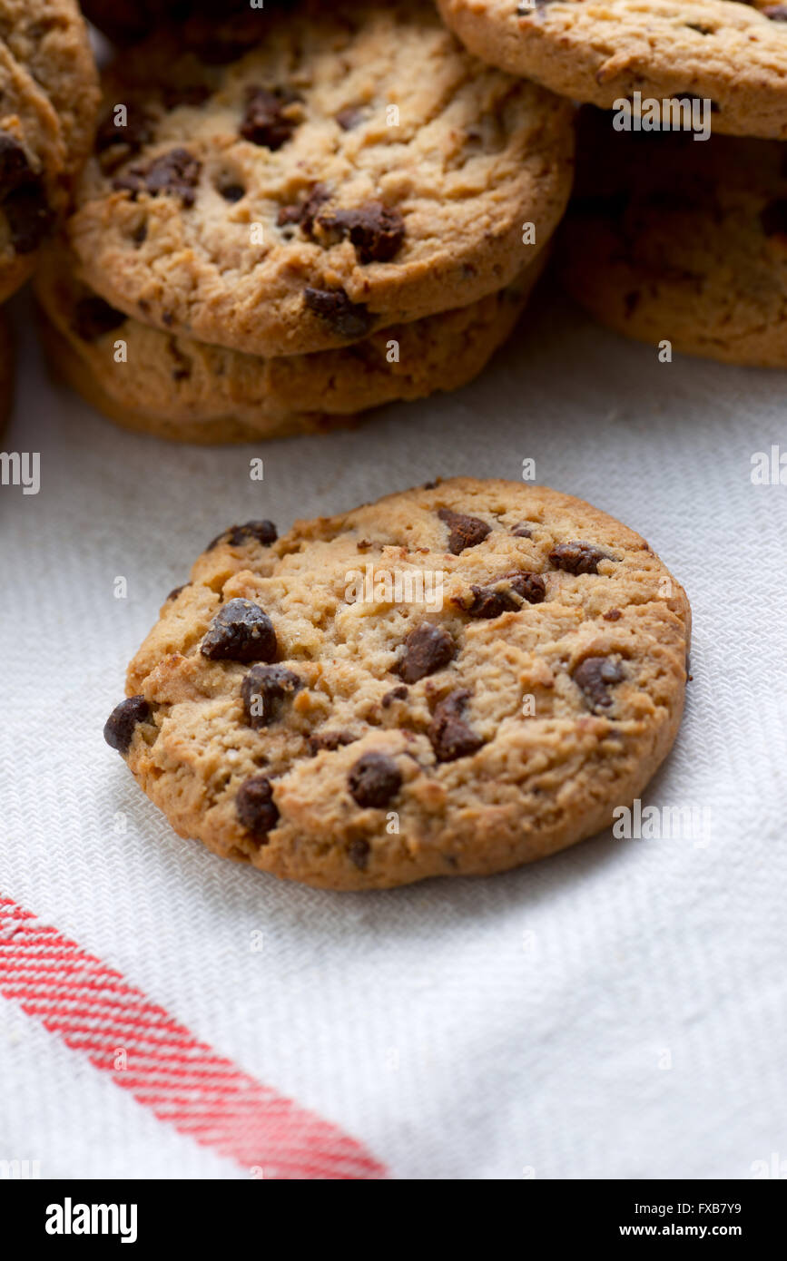 Group of chocolate chips cookies Stock Photo - Alamy