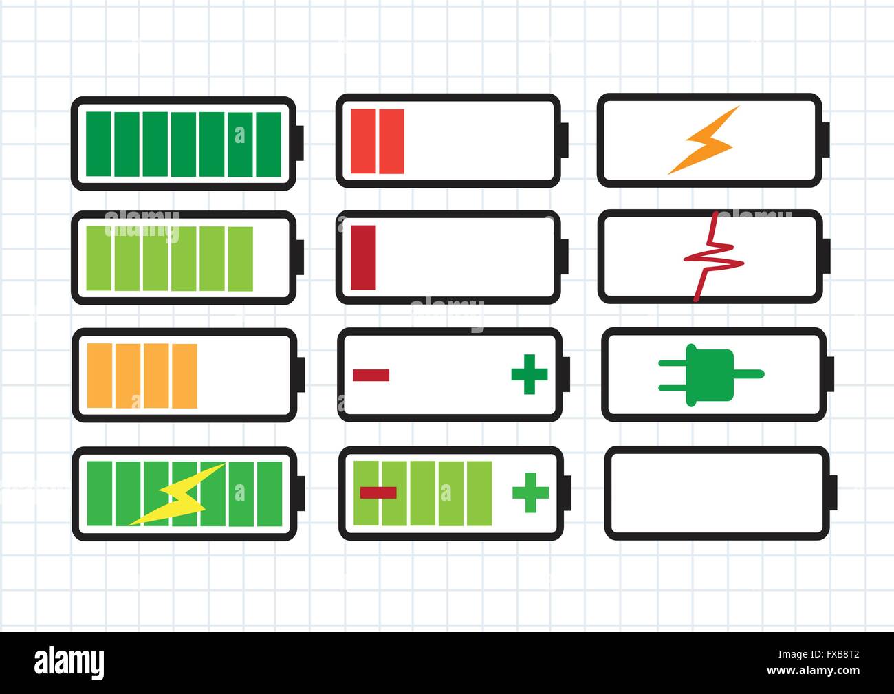 battery charge level indicators Set Stock Vector Image & Art - Alamy