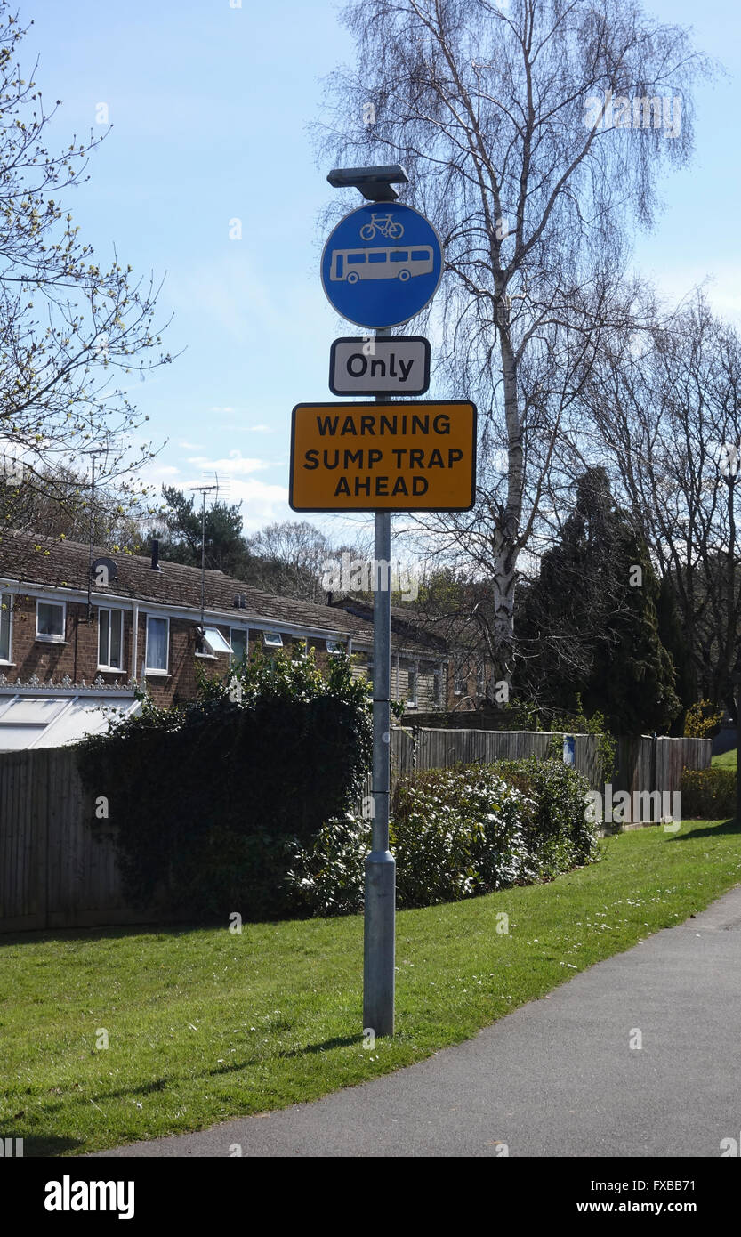 Bracknell Forest Council Sump Trap Warning Sign, Ringmead Stock Photo ...