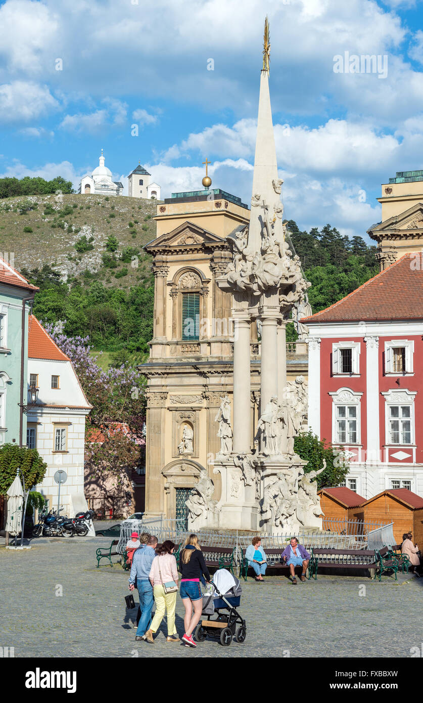 Holy Trinity Statue (Plague Column) at central square in Mikulov, Czech ...