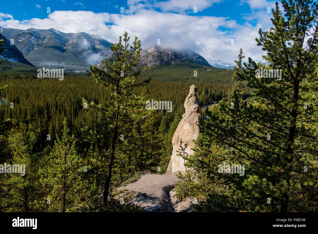 View of the Bow River Valley, Hoodoos Viewpoint, Banff National Park ...