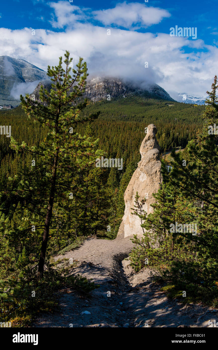 View of the Bow River Valley, Hoodoos Viewpoint, Banff National Park ...