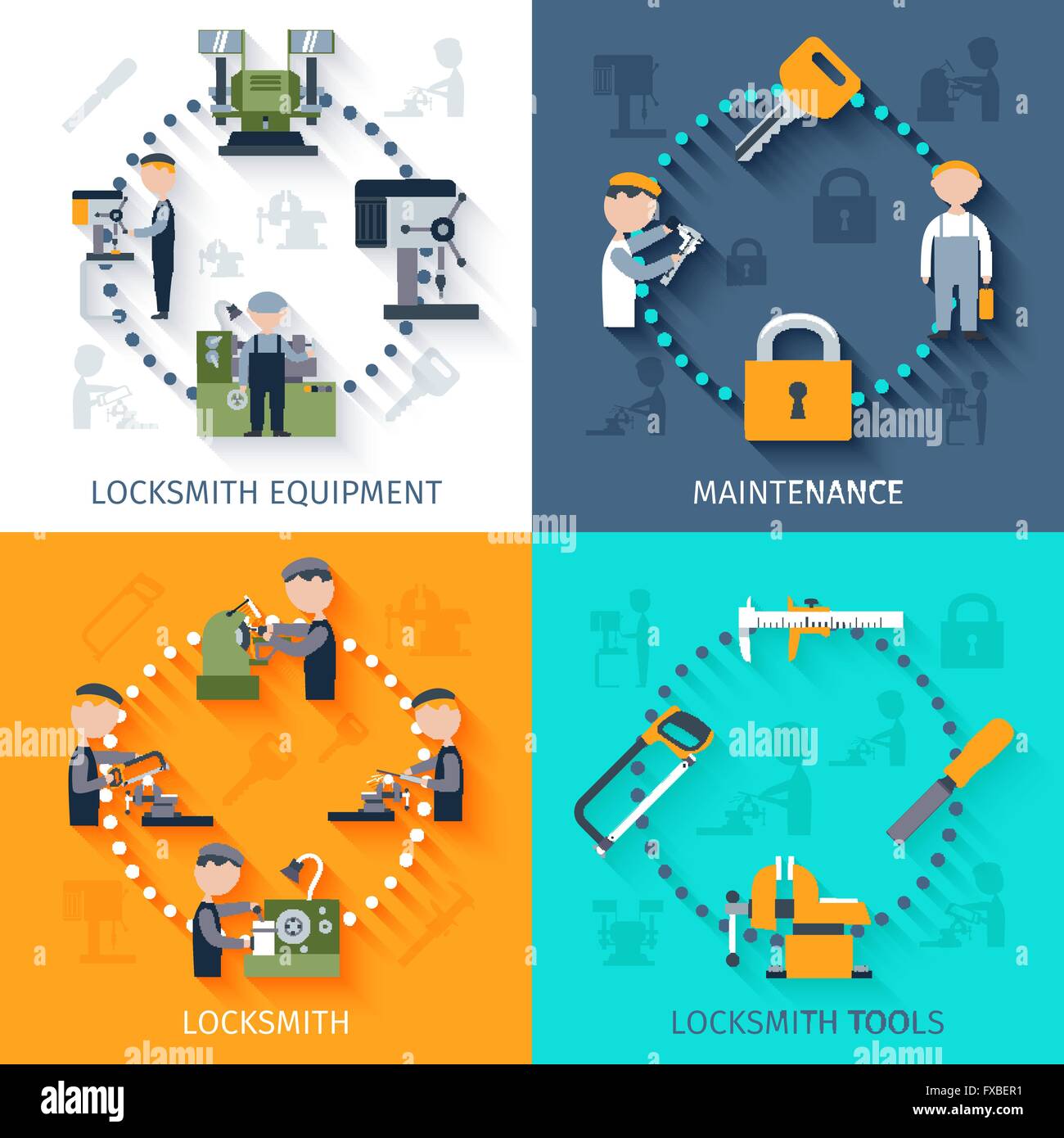 Locksmith Flat Set Stock Vector Image & Art - Alamy