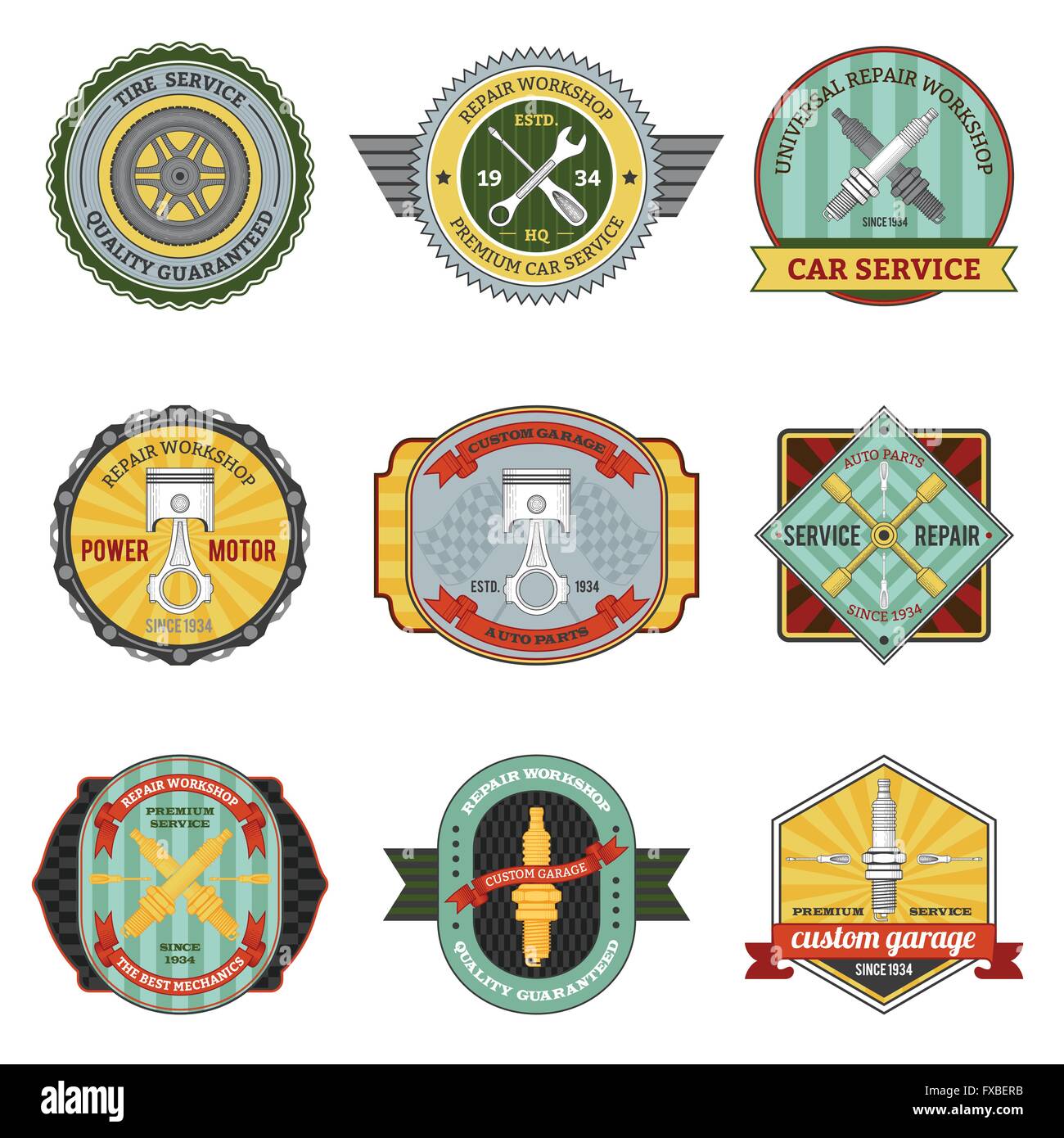 Repair Workshop Retro Badges Stock Vector Image & Art - Alamy