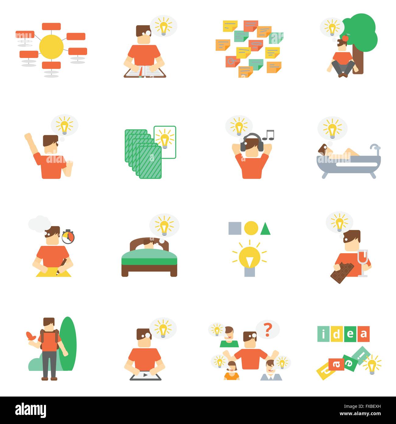Ideas Icons Flat Set Stock Vector Image & Art - Alamy