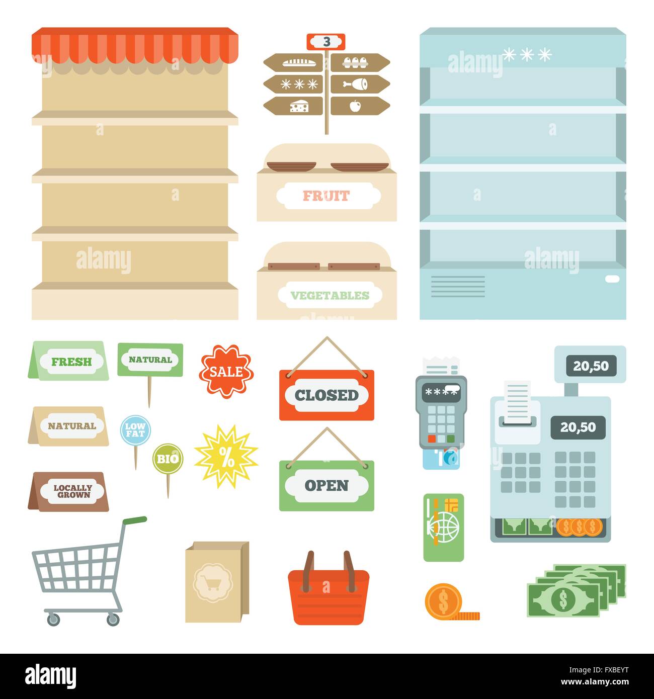 Supermarket Elements Set Stock Vector Image & Art - Alamy