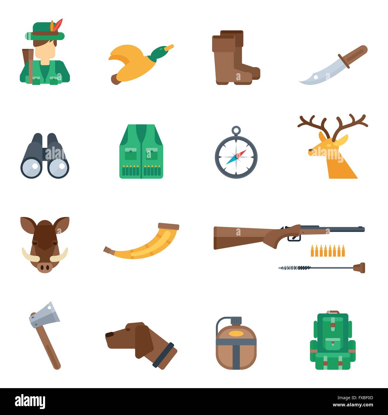 Hunting Icons Set Stock Vector Image & Art - Alamy