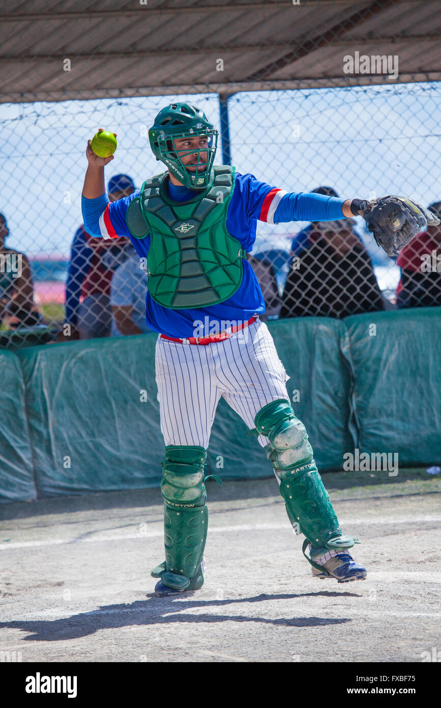 male versus male softball match Stock Photo - Alamy