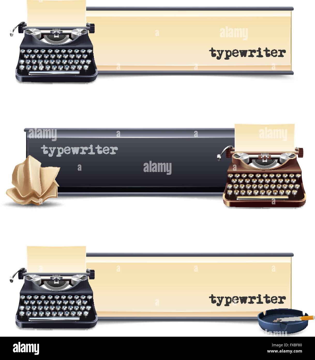 Typewriter Banners Set Stock Vector Image & Art - Alamy