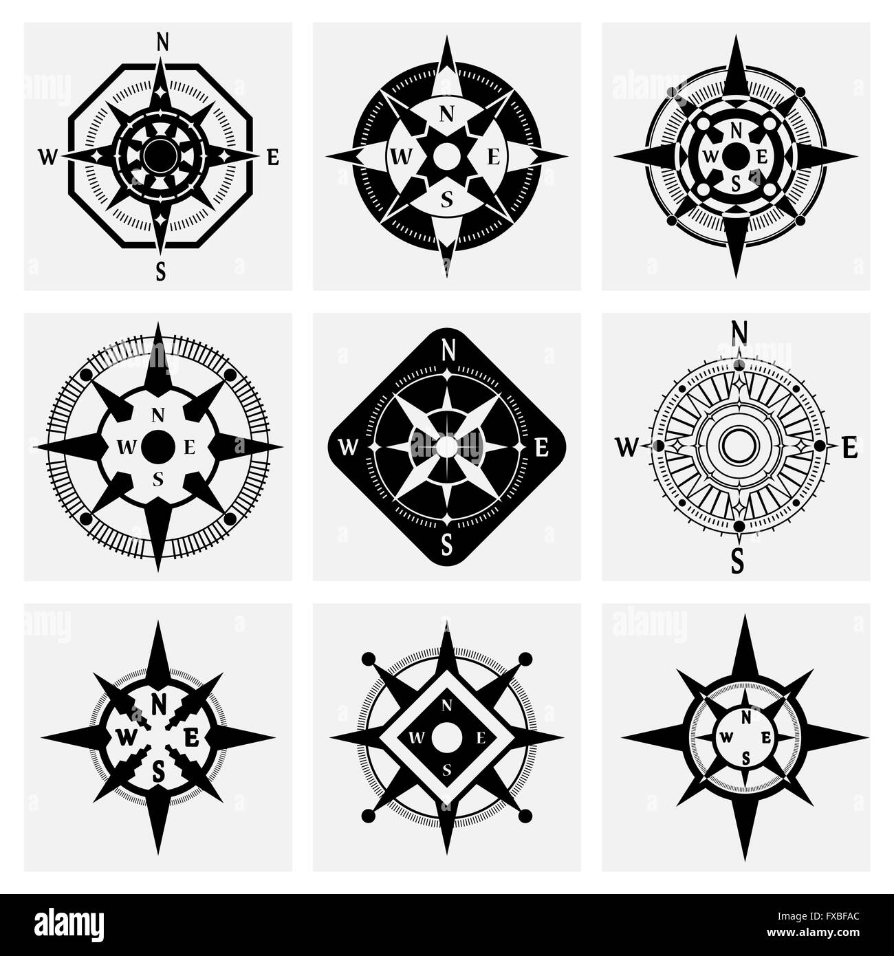 Compass Icons Set Stock Vector Image And Art Alamy