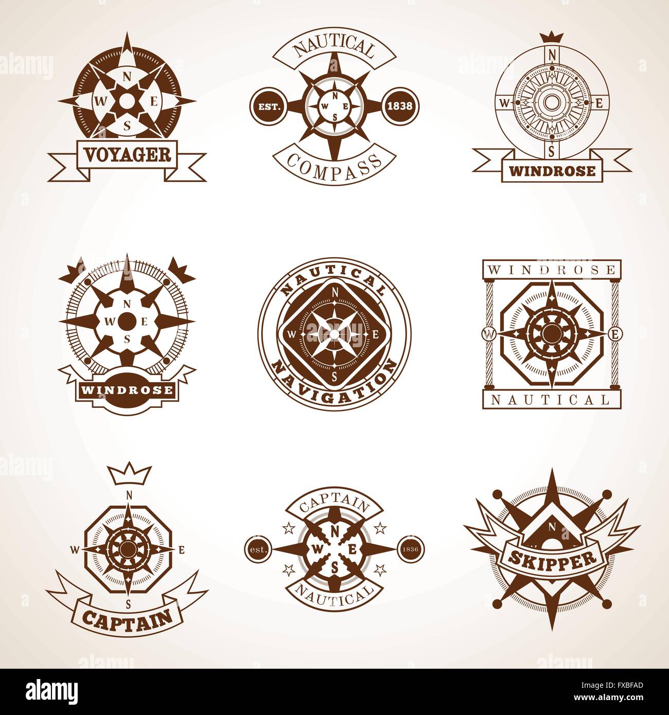 Compass Label Set Stock Vector Image & Art - Alamy