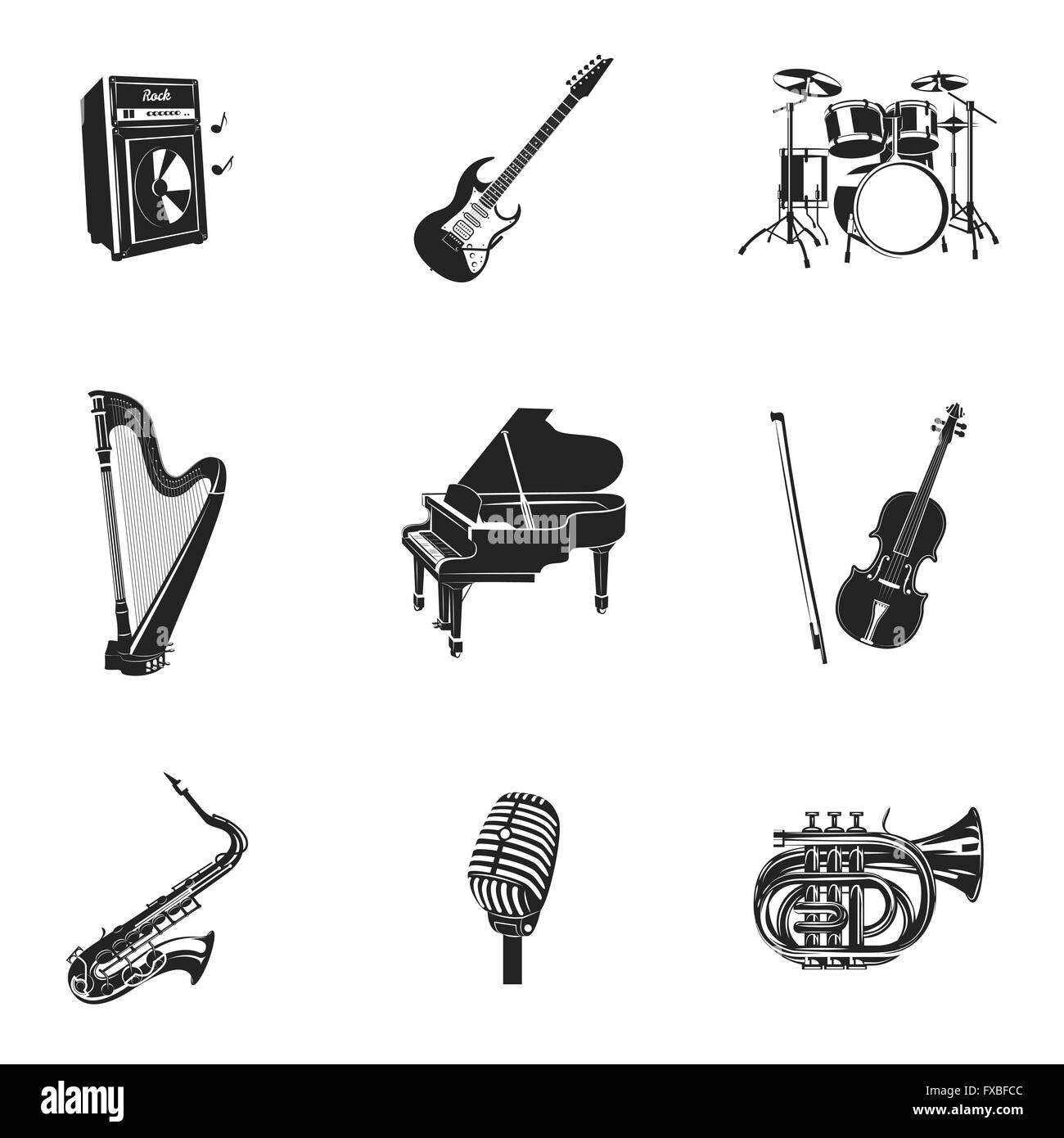 Musical Instruments And Equipment Set Stock Vector Image & Art - Alamy