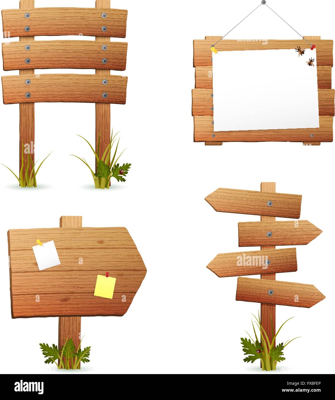Set brown wooden signboard Stock Vector Images - Alamy