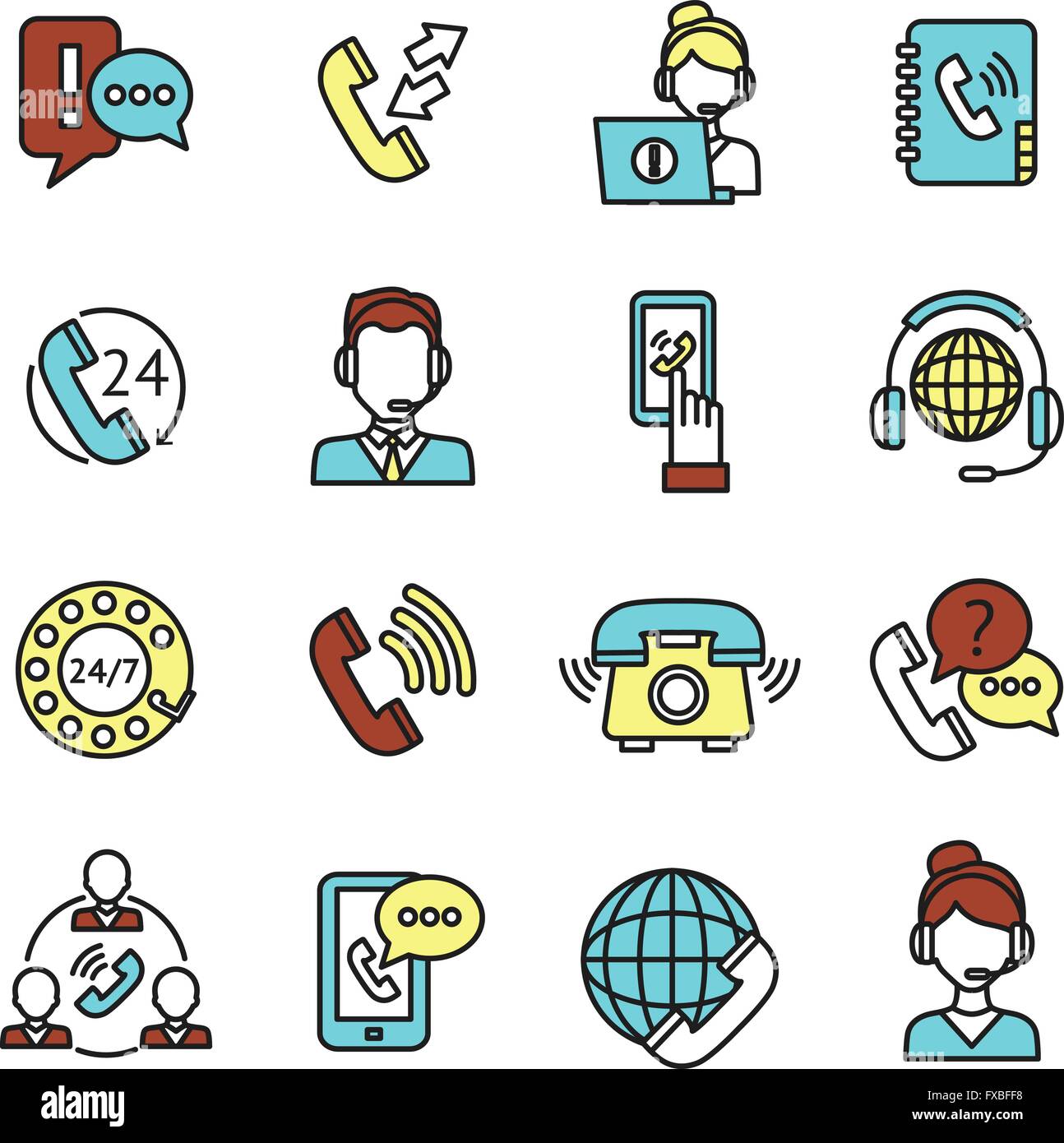 Call Center Icons Set Stock Vector Image & Art - Alamy