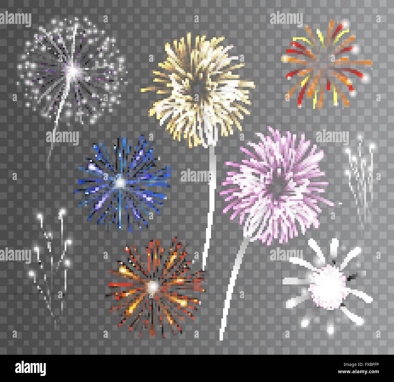 Set festive fireworks isolated Stock Vector Images - Alamy