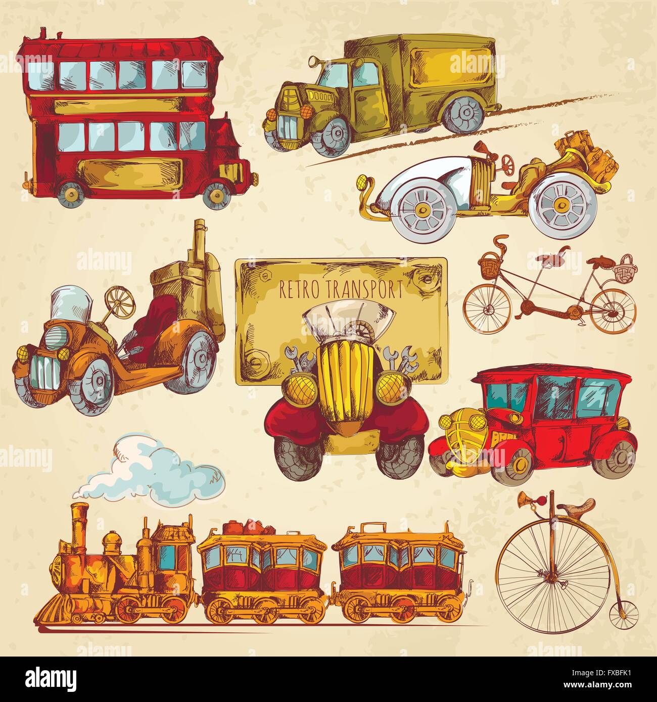 Vintage Transport Sketch Colored Stock Vector Image & Art - Alamy