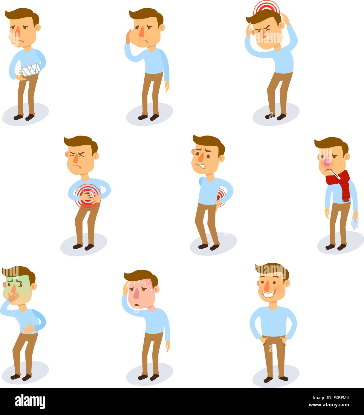 Sick Characters Set Stock Vector Image & Art - Alamy