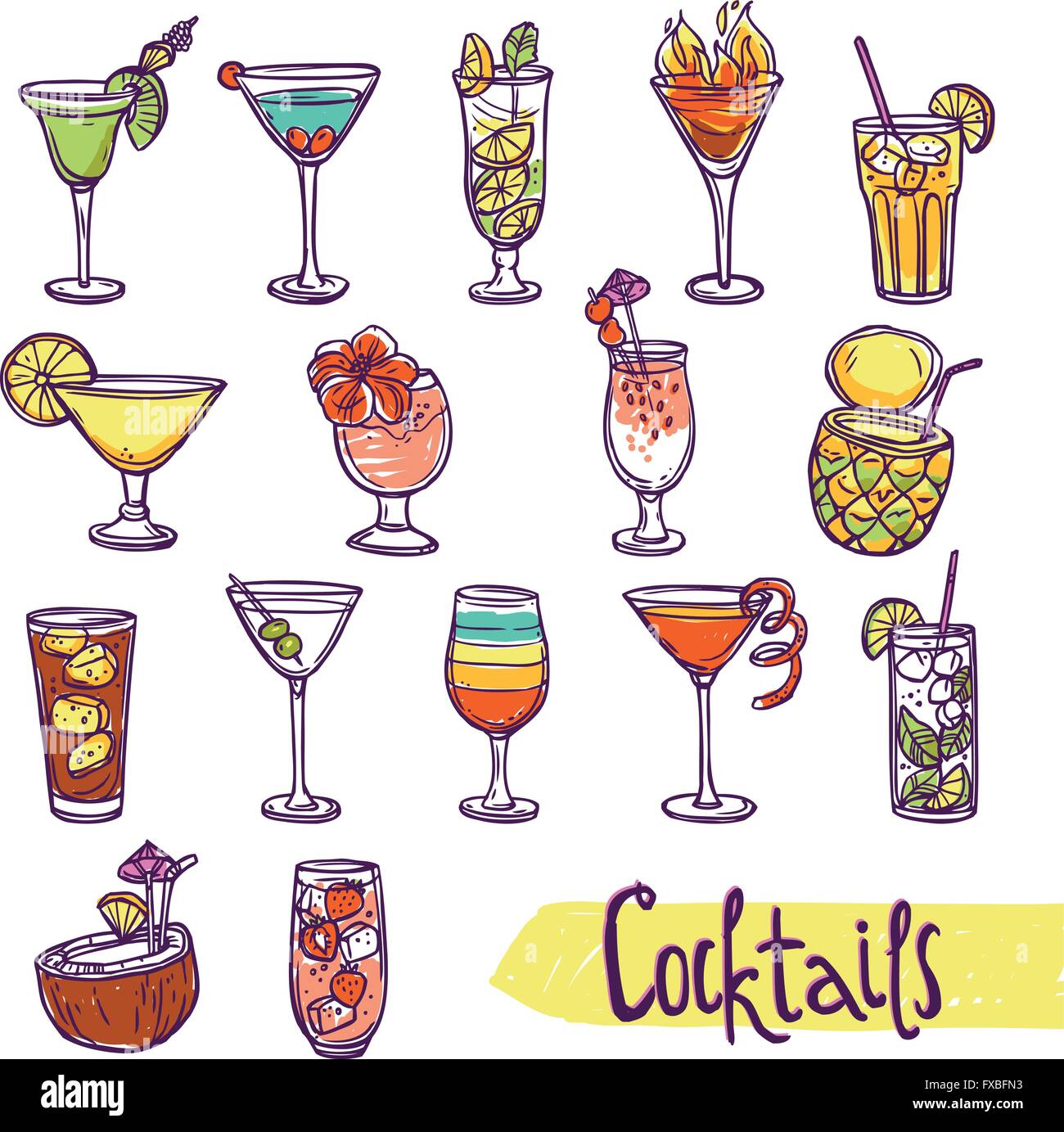 Cocktail Sketch Set Stock Vector Image & Art - Alamy