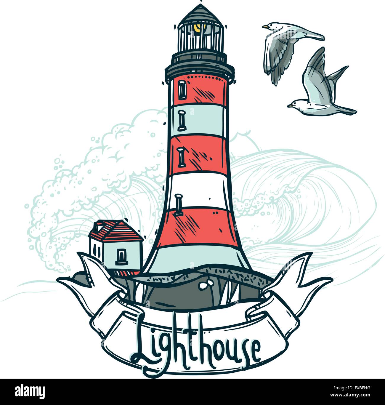 Lighthouse Sketch Illustration Stock Vector Image & Art - Alamy
