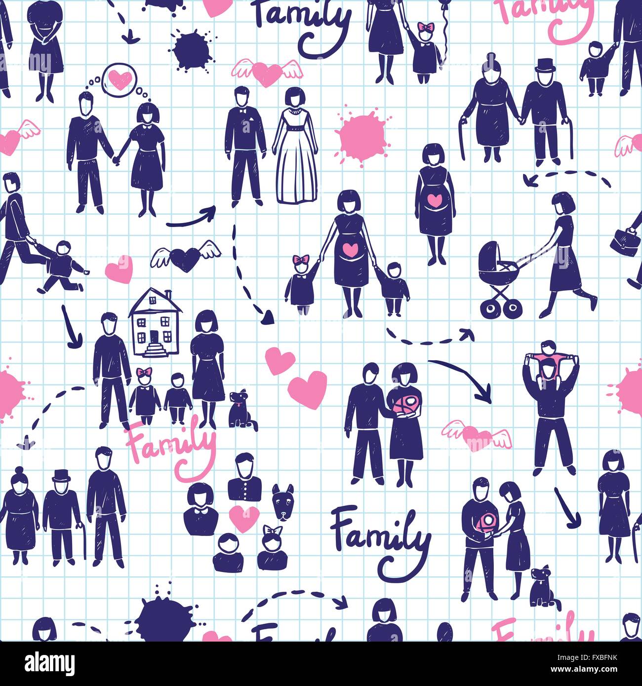 Family Seamless Pattern Stock Vector Image & Art - Alamy