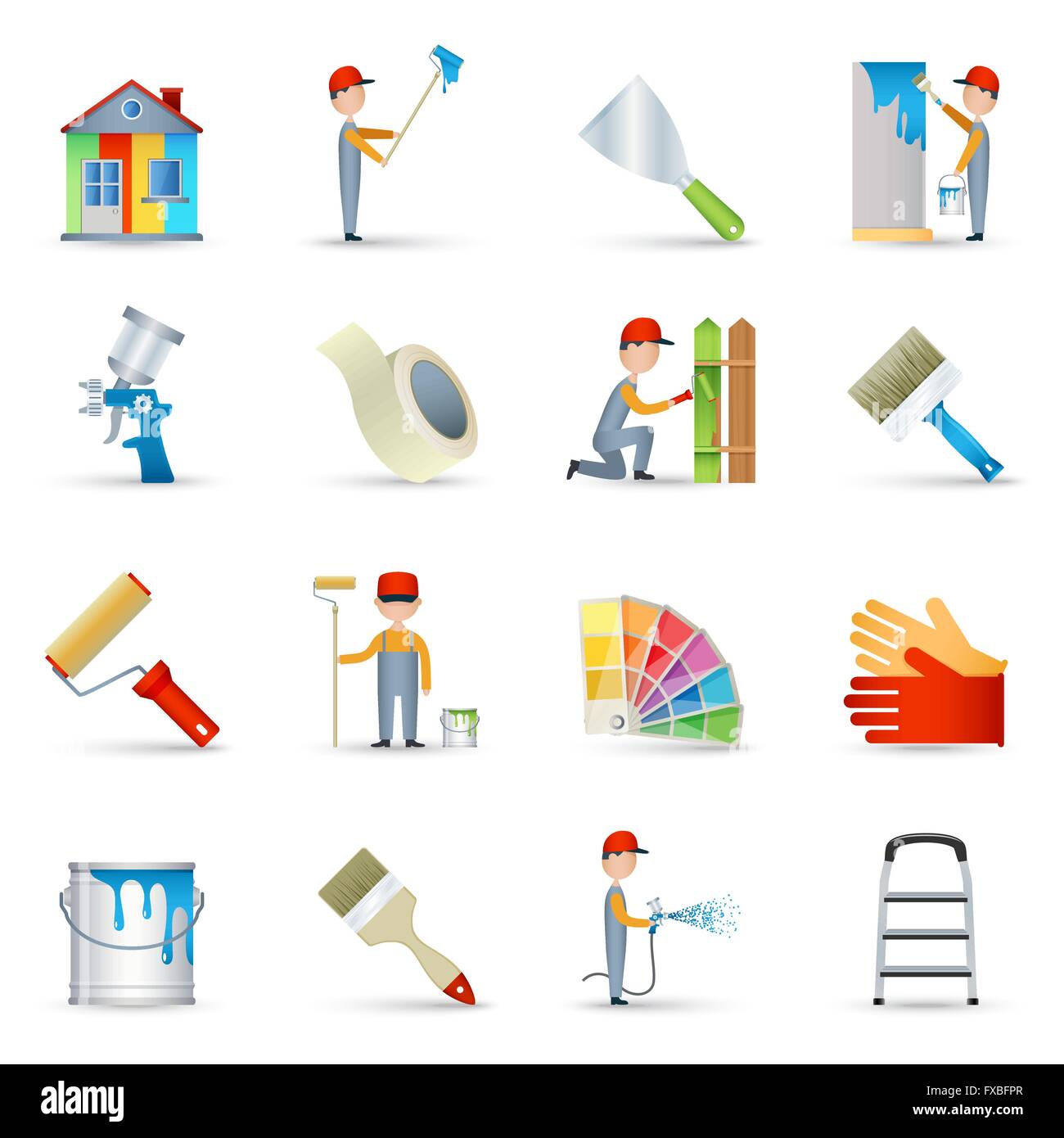 Painter icons set flat Stock Vector Image & Art - Alamy