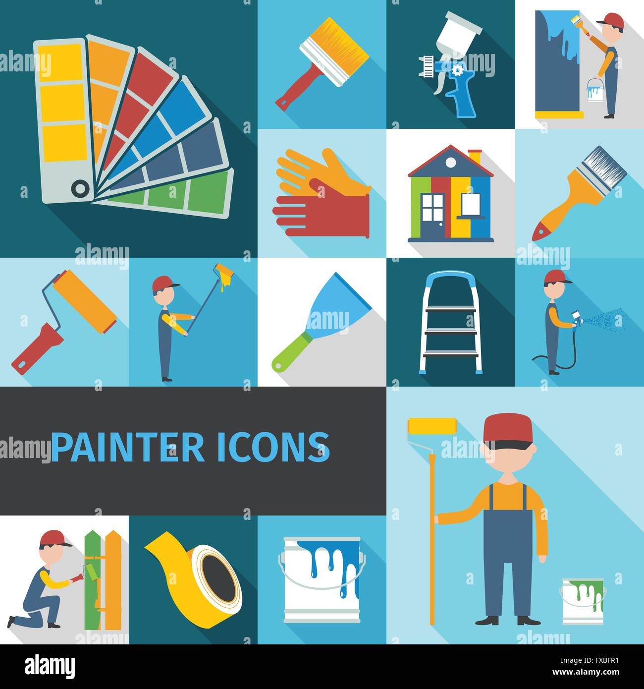 Painter icons set flat shadow Stock Vector Image & Art - Alamy