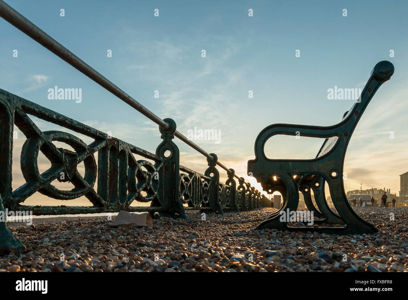 Hove seafront at sunset, Brighton and Hove, East Sussex, England Stock ...