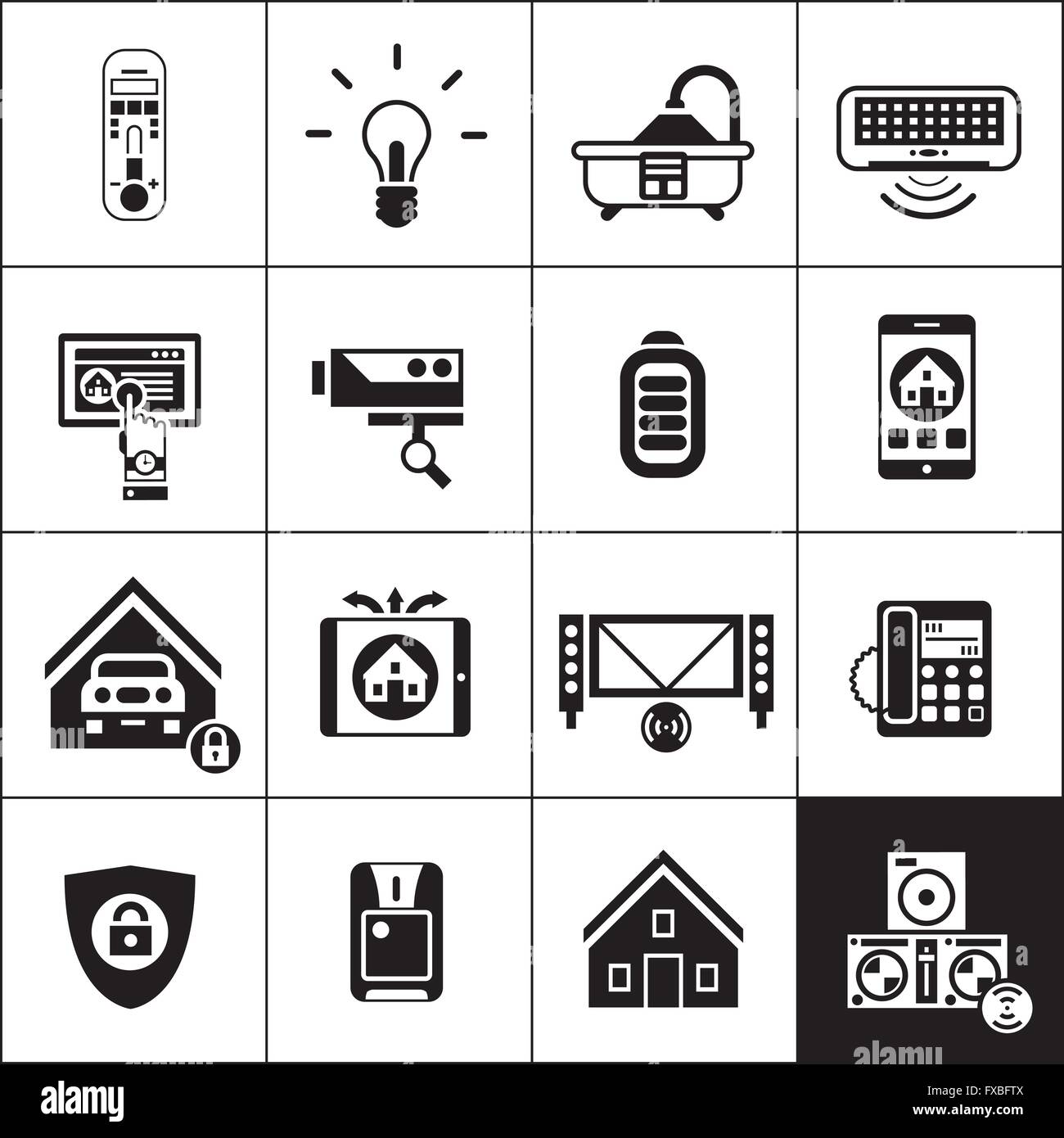 Smart House Icons Black Stock Vector Image & Art - Alamy
