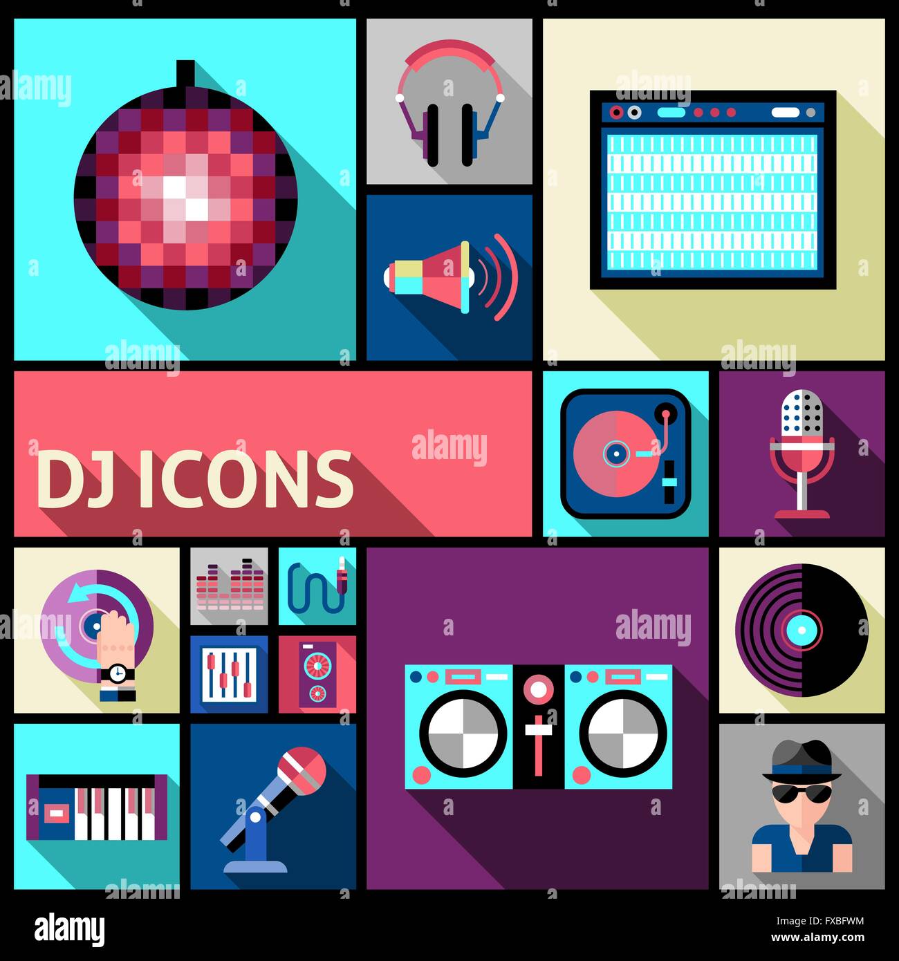 Dj Icon Set Stock Vector Image & Art - Alamy
