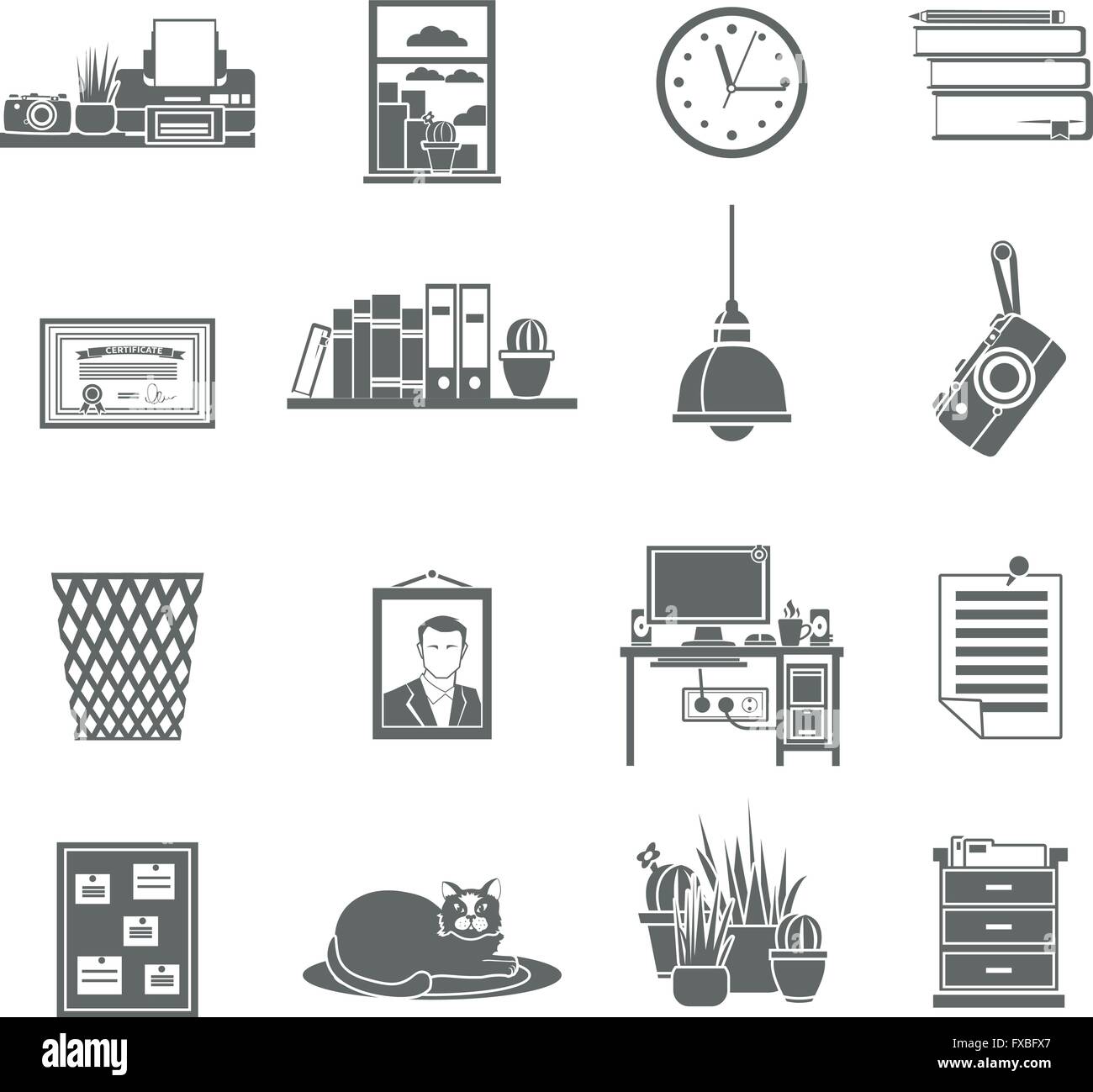 Workplace Icons Set Stock Vector Image & Art - Alamy