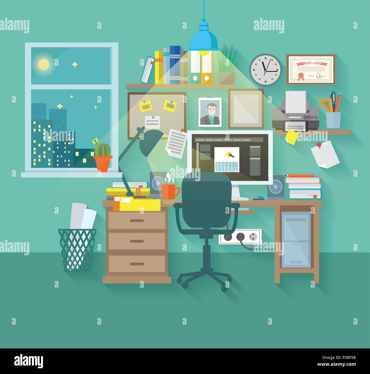 Workspace In Room Stock Vector Image & Art - Alamy