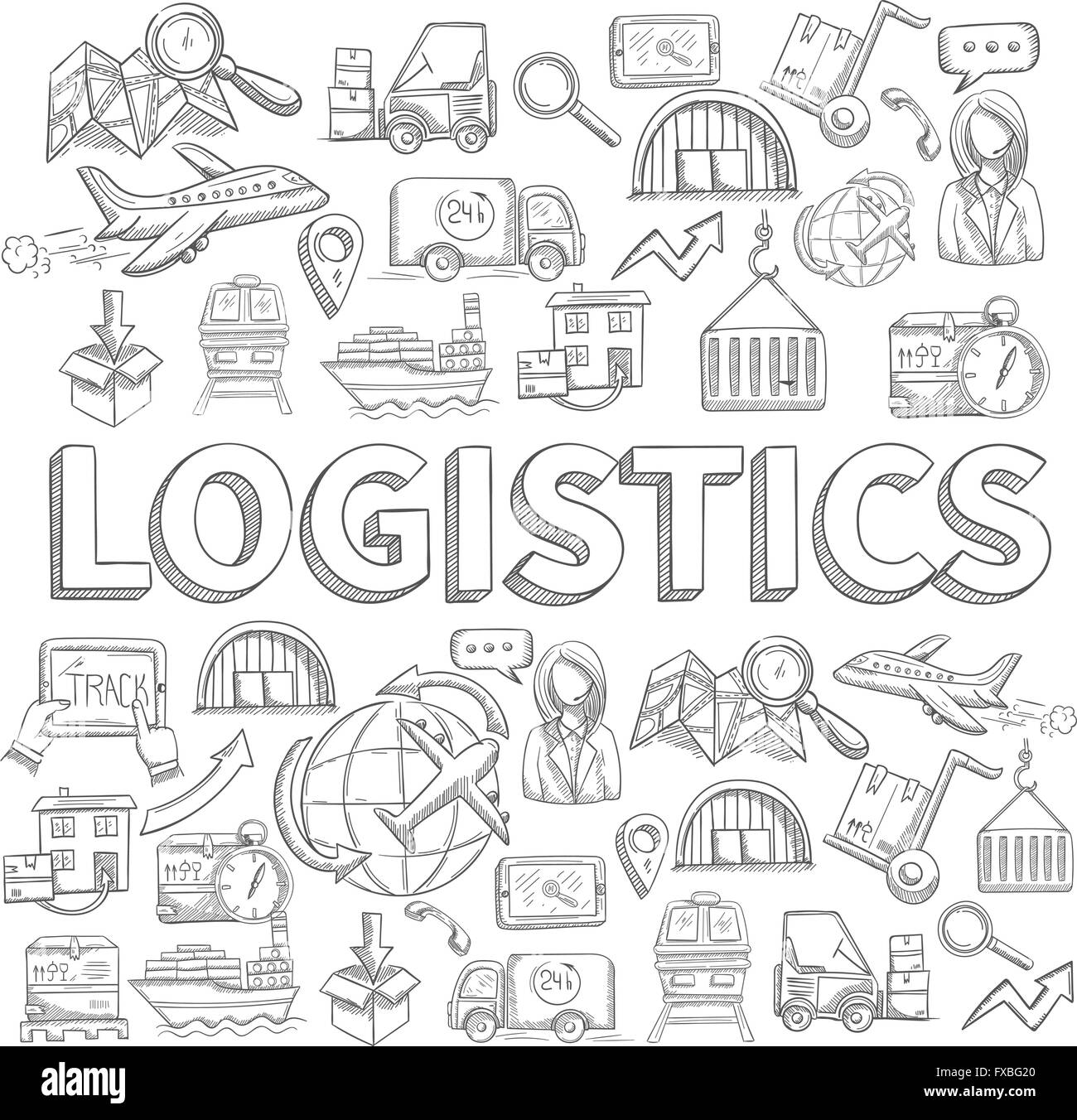 Logistic Sketch Concept Stock Vector Image & Art - Alamy